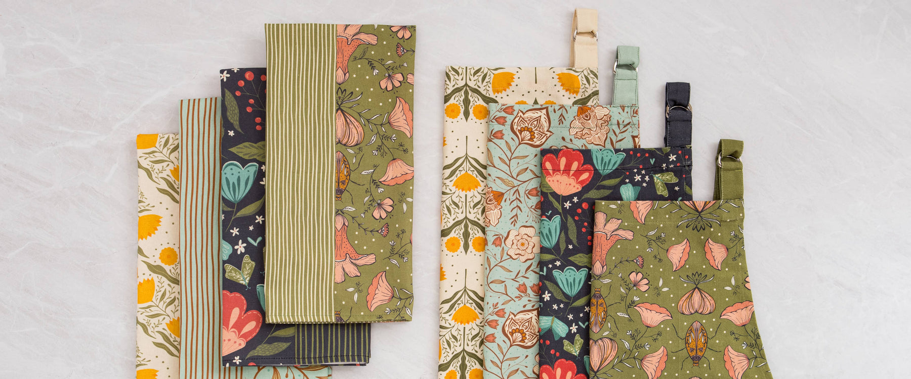 Sunflowers Cotton Apron – Bright Floral Design – Little Red Nursery, LLC