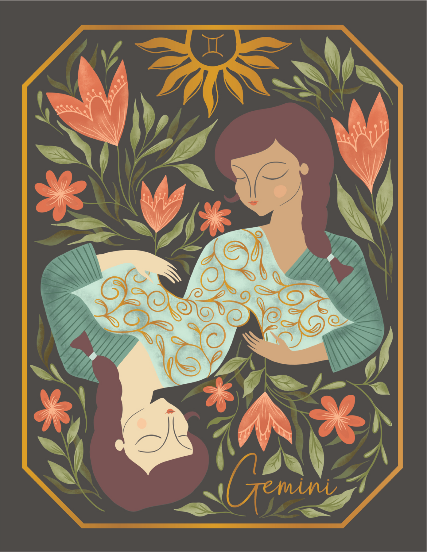 The Gemini Zodiac Garden Gold Foil Greeting Card – Little Red Nursery, LLC
