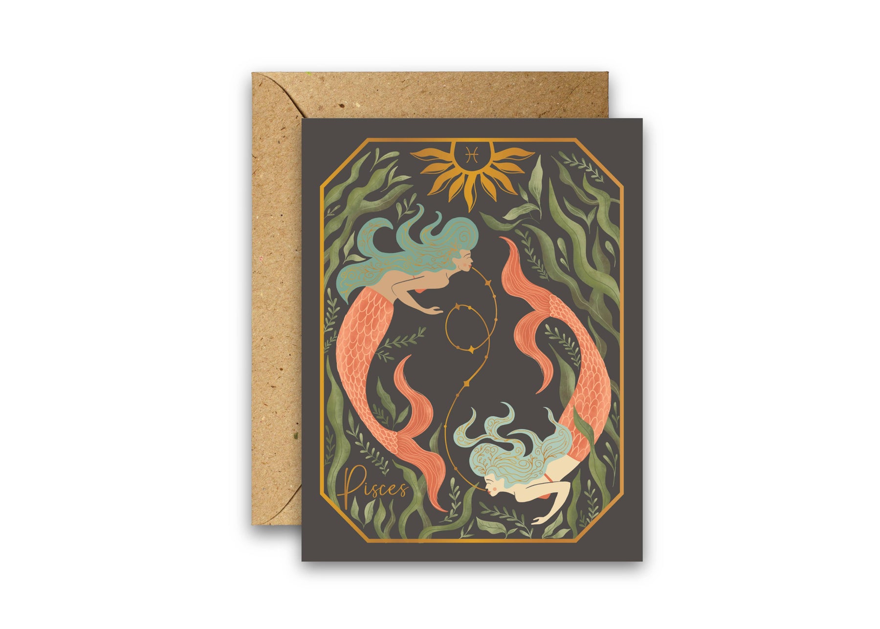 The Pisces Zodiac Garden Gold Foil Greeting Card – Little Red Nursery, LLC