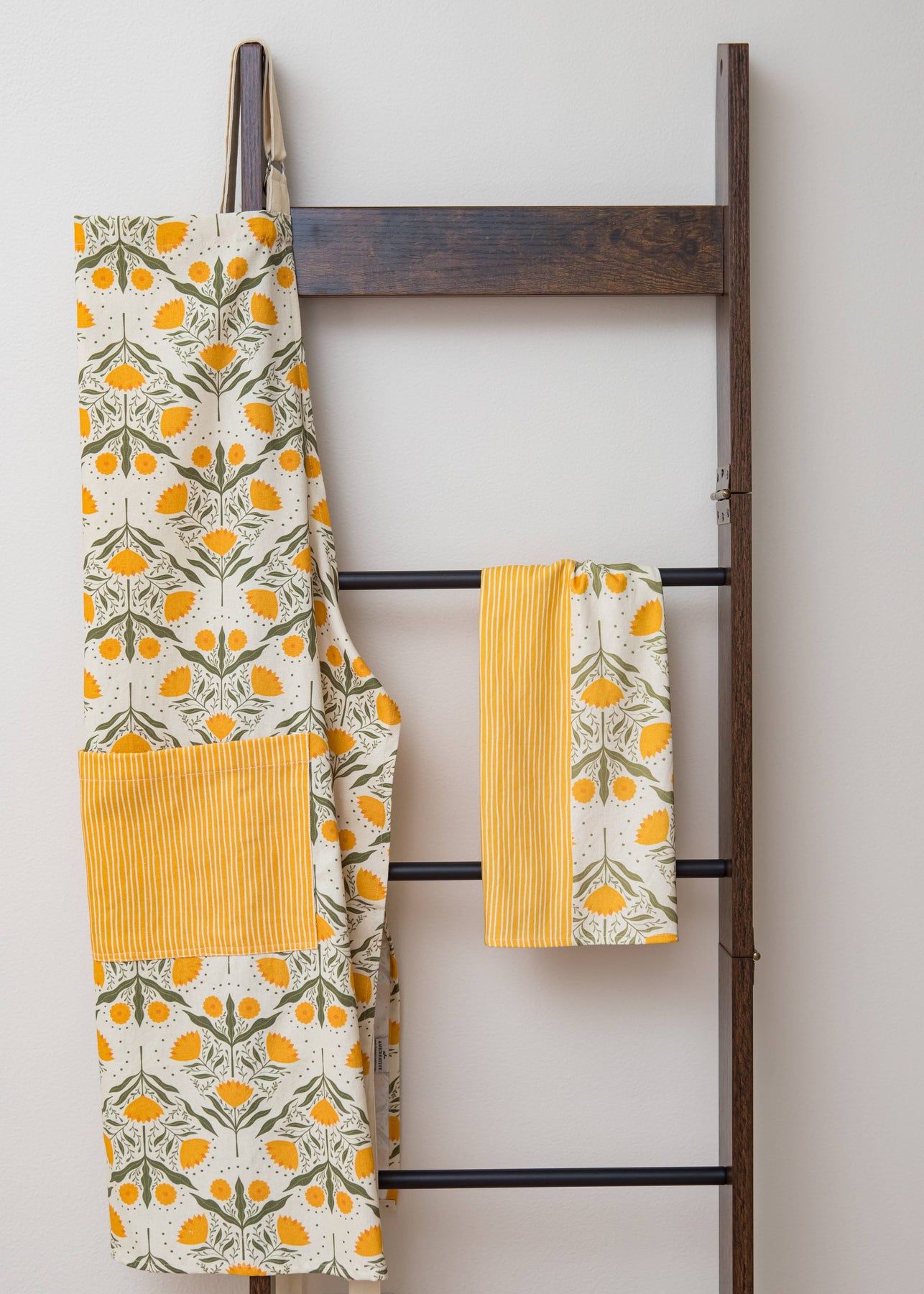 Sunflowers Cotton Apron – Bright Floral Design – Little Red Nursery, LLC