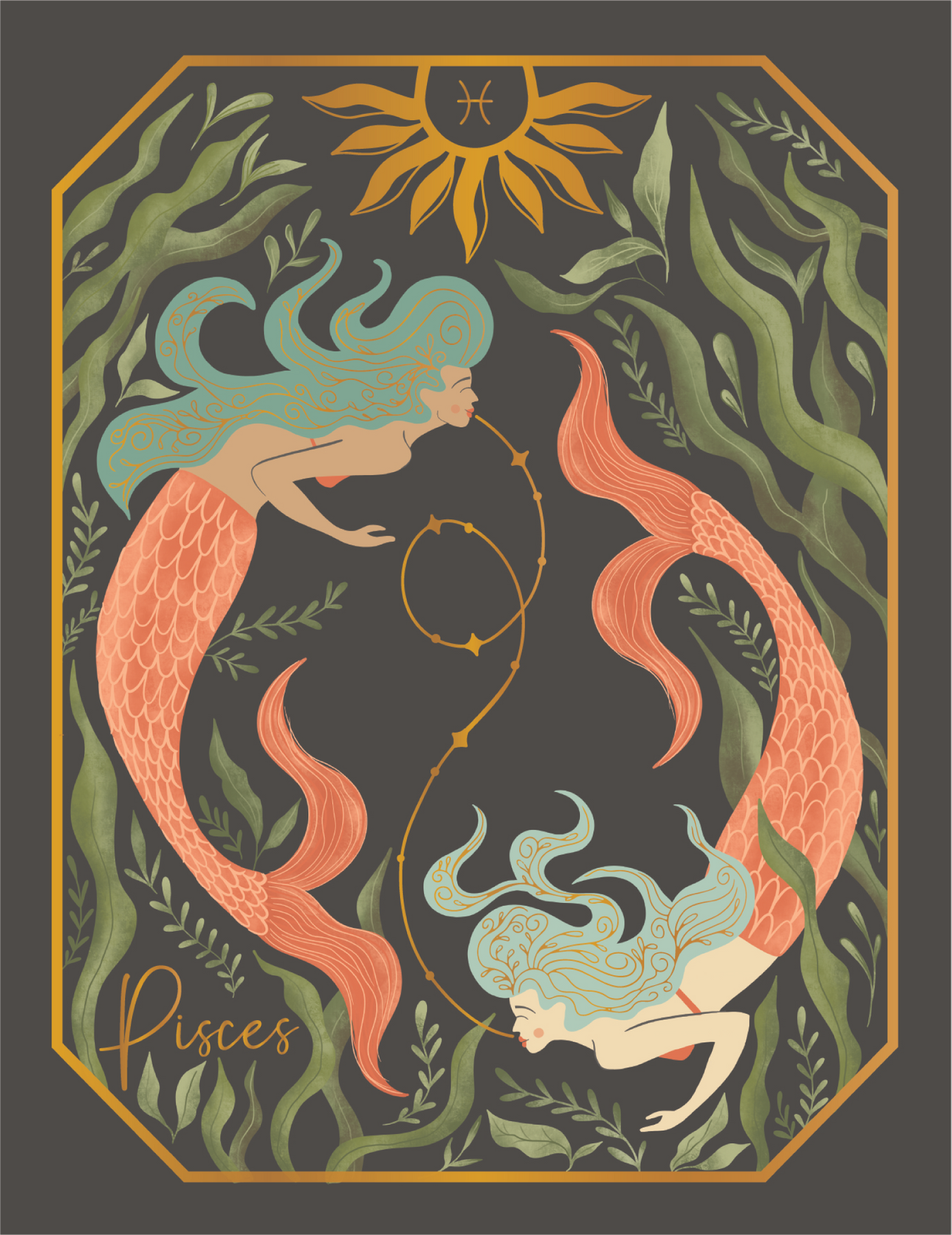 The Pisces Zodiac Garden Gold Foil Greeting Card – Little Red Nursery, LLC