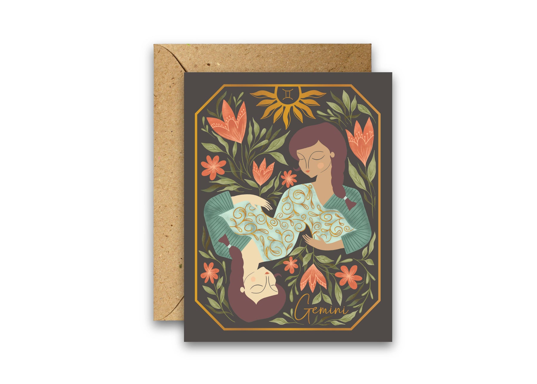 The Gemini Zodiac Garden Gold Foil Greeting Card – Little Red Nursery, LLC